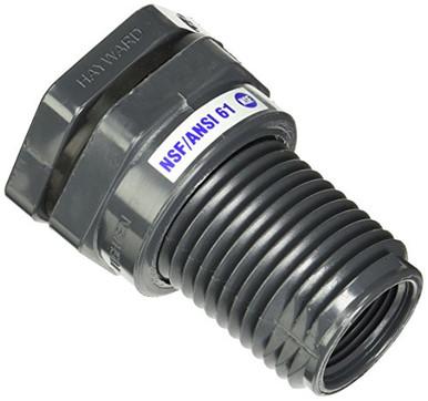 Hayward BFA1010TFS 1Inch Dark Gray PVC Thread by Thread BFA Series Bulkhead Fitting with FPM ...