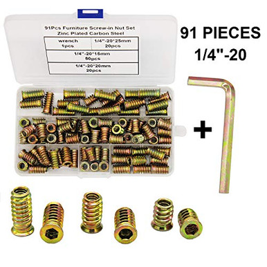 HanTof 91PCS 1420 x 15mm20mm25mm Threaded Inserts Nuts for WoodZinc ...