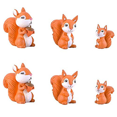 Squirrel Figurine 6 Pcs Mini Squirrel Family Figurine Playset Toys ...