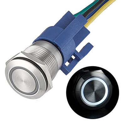 APIELE 19mm Momentary Push Button Switch On Off Stainless Steel with ...