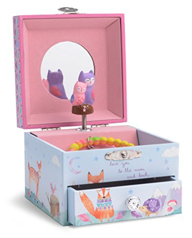 JewelKeeper Musical Jewelry Box with Spinning Owls, Woodland Design ...