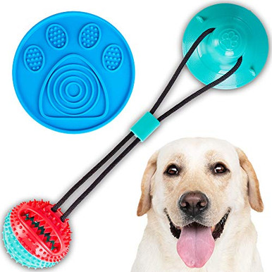Almyris Suction Cup Dog Toy - Interactive Ball with Rope and Lick Mat ...