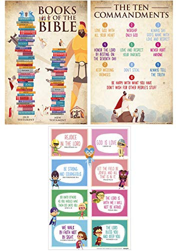 UMA Gifts Bible Posters for Kids Set of 3 Books Of The Bible The Ten ...