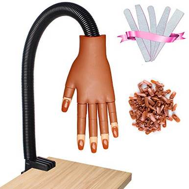 Nail Training Practice Hand Flexible Adjustable False Hands with 100 ...