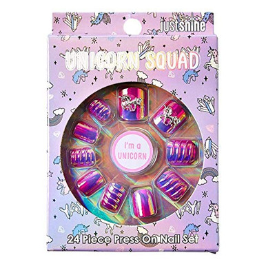 Justice For Girls Unicorn Squad Sparkle Just ShinePress On Nails 24pc ...