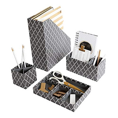 Gray Desk Sets and Accessories for Women - 4 Piece Set - Mail Sorter ...
