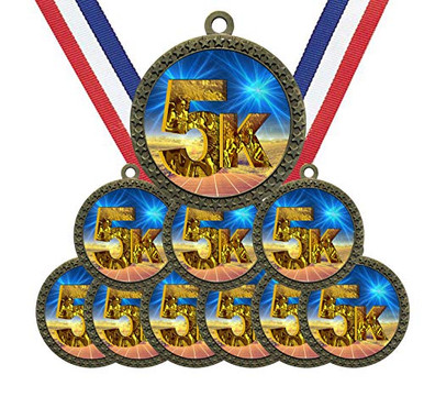 Large 2-1/2 inch Diameter Metal Antique Gold 5K Running Race Star Award ...