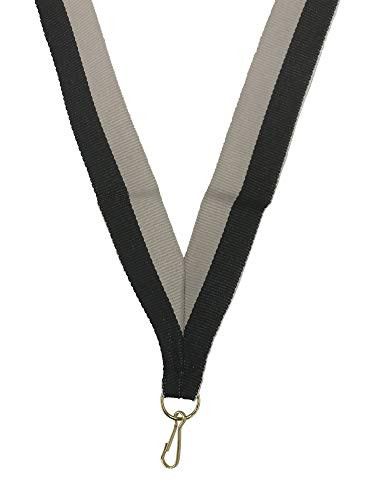 Black and Gray Neck Ribbons for Medals with Snap Clips Flat Lanyard ...