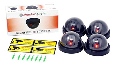 Mandala Crafts 4 Dummy Fake Security Dome Cameras with Flashing Red LED ...