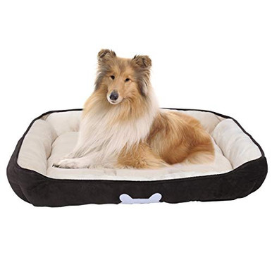 long rich Large Classic Solid Rectangle Dog and Pet Bed with Dog Bone ...