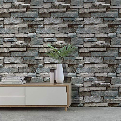 3D Wallpaper Stone Paper Stone Textured Wallpaper Peel Stick Self ...