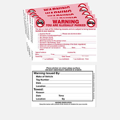 Parking Violation Sticker Vehicle Illegally Parked Tow Notice Parking ...