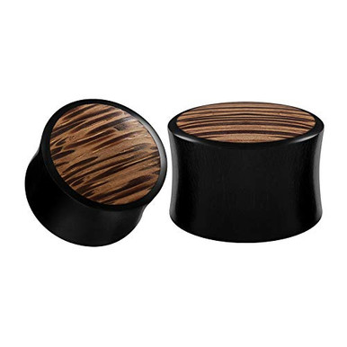 BIG GAUGES Pair of Wood 18mm Gauge Double Flared Organic Palm Covered ...