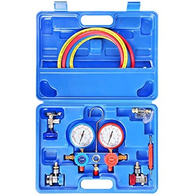 JIFETOR 3 Way AC Manifold Gauge Set HVAC Diagnostic Freon Charging Tool ...