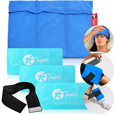 TOUGHITO Gel Ice Packs for Injuries Reusable Ice Pack Set of 3 Migraine ...