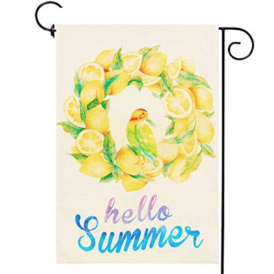 Summer Garden Flag Double Sided Lemon Wreath Welcome Yard Flags Burlap ...