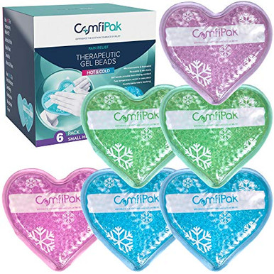 Reusable Gel Ice Packs 6 Heart Shaped Hot and Cold Gel Bead Compression ...