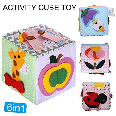 MOVEBO Learning Sensory Soft Cube Baby Activity Toy with Zippers ...