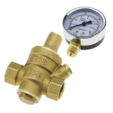 12 DN15 Pressure Regulator Valve with Pressure Gauge BarPsi Nominal ...