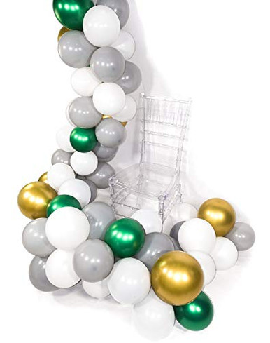 PartyWoo Green Gold and Gray Balloons 60 pcs 10 inch Party Balloons ...