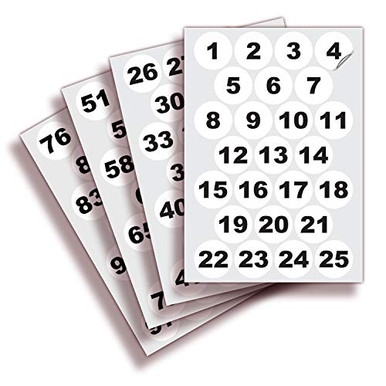White Vinyl Consecutive Number Stickers 1 to 100 15 inch SelfAdhesive ...