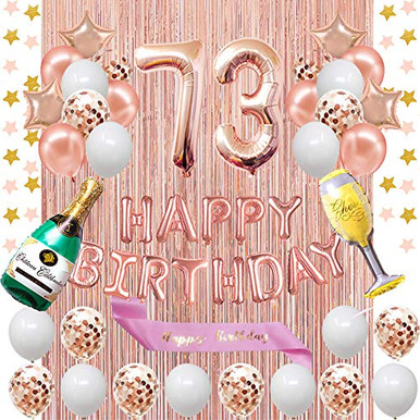 Fancypartyshop 73rd Birthday Decorations Rose Gold Happy Birthday ...