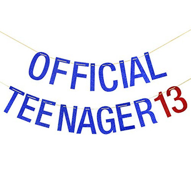 Official Teenager 13 Banner Teens 13th Birthday Decorations Happy 13th ...