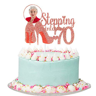 Gold Glitter Stepping into 70 Cake Topper Women 70th Birthday Cake ...
