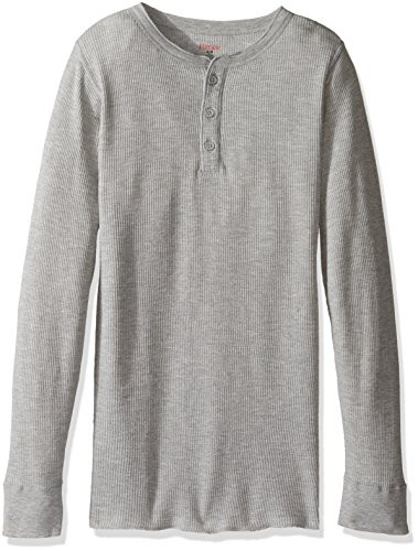 Hanes Mens Big Red Label XTemp Thermal Henley Heather Grey Medium ...