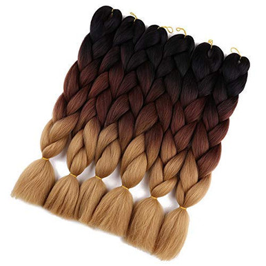 Jumbo Braiding Hair Ombre Colored Three Tone Braids Kanekalon Jumbo ...