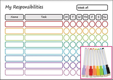 XL Chore Charts for Multiple Kids with 8 Pack Marker Set Magnetic (12 ...