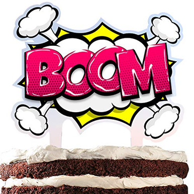 Superhero Acrylic Cake Topper Happy Birthday Boom Cartoon Decor Picks ...