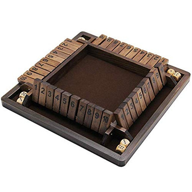TUAHOO 4Player Wooden Shut The Box Game 10 Numbers Dice Math Game for ...