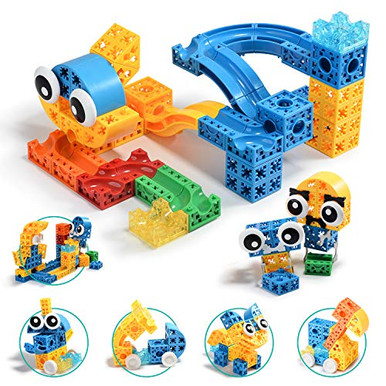 PUNGROW Slide Building Bricks Toy, 129 Pcs Interlocking Building Blocks ...