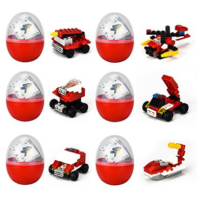 IAMGlobal Easter Eggs Filled with Building Blocks, 6 Eggs with Fire ...