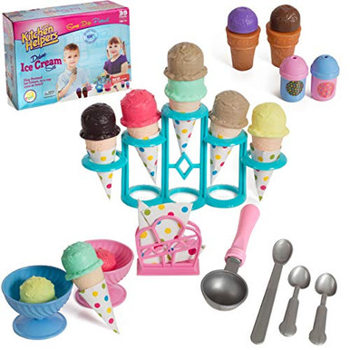 IQ Toys Pretend Play Yummy Ice Cream Stand Set, 39 Piece Realistic ...