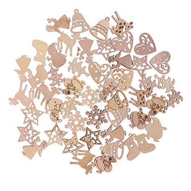 LUOEM 50PCS Cute Cartoon Wooden Pieces Cutouts Craft Embellishments ...
