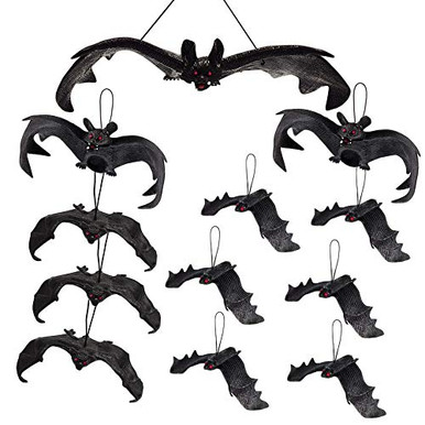 12 Pieces Halloween Simulation Hanging Bats Realistic Looking Scary ...