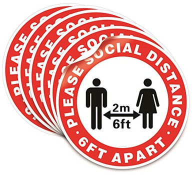 Social Distancing Floor Stickers Large 12 Social Distance Floor Decals ...