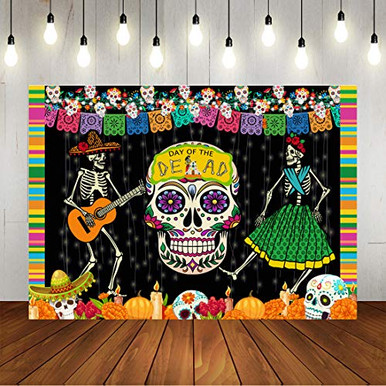 Day of The Dead Backdrops for Photography Mexican Fiesta Sugar Skull ...