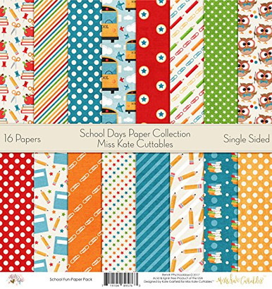 Pattern Paper Pack - School Days - Scrapbook Card Stock Single-Sided 12 ...