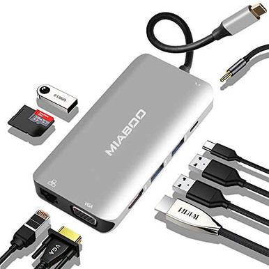 USB C Hub Multiport Adapter 10 in 1 Portable Space Aluminum Dongle with ...