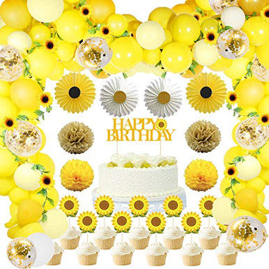 114PCS Sunflower Birthday Decorations Sunflower Party Supplies ...