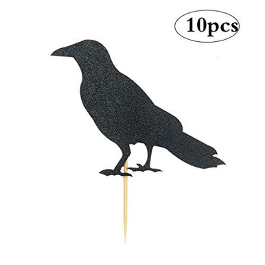 JANOU Black Crow Cupcake Toppers Raven Cake Topper Picks for Halloween ...