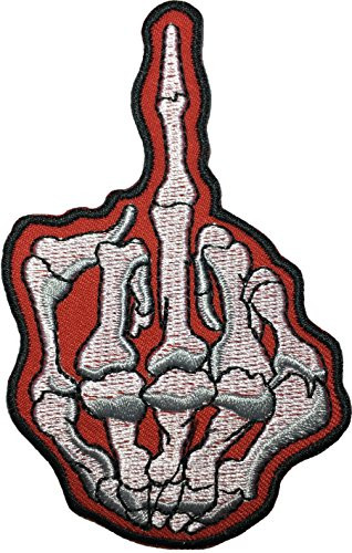 Middle Finger Skeleton Bone Biker Motorcycles Rider Punk Chopper Rock ...