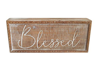 PrideCreation Blessed Wooden Signs 12x5 inch Double Sided Rustic ...