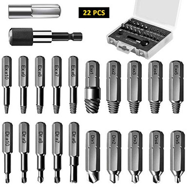 22 Pcs Screw Extractor Set Dveda Damaged Stripped Remover for Broken ...