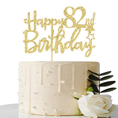 Gold Glitter Happy 82nd Birthday Cake Topper 82 Cake Topper 82nd ...