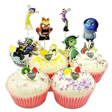 Inside Out 24 Pcs Cake Topper Joy Sadness Anger Disgust Fear Riley ...