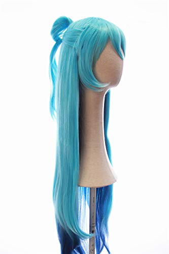 CosplayWigsCom Aqua of KonoSuba Inspired Waistlong Blue Ombre Straight ...